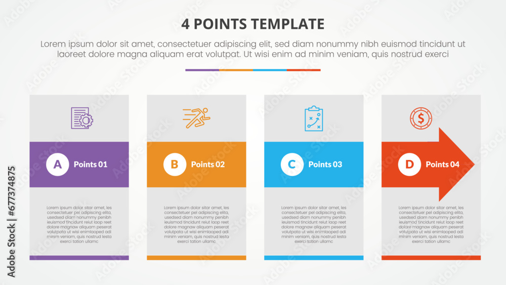 4 points stage template infographic concept for slide presentation with ...