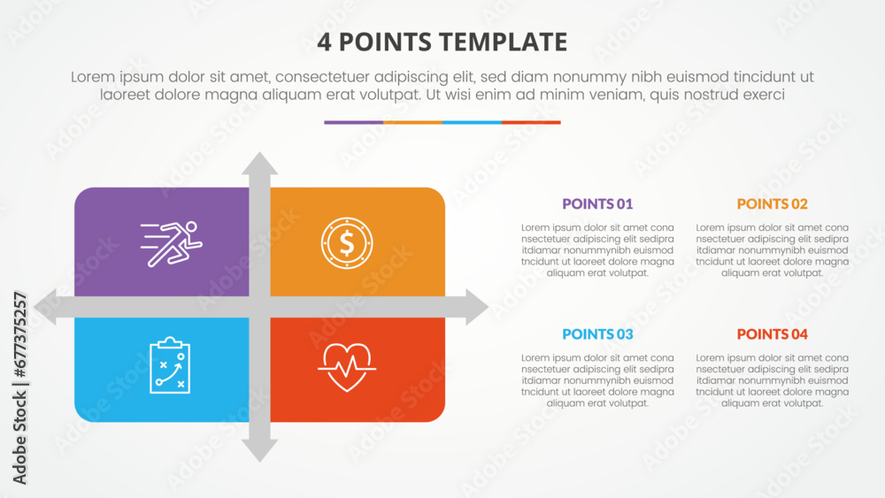 4 points stage template infographic concept for slide presentation with ...