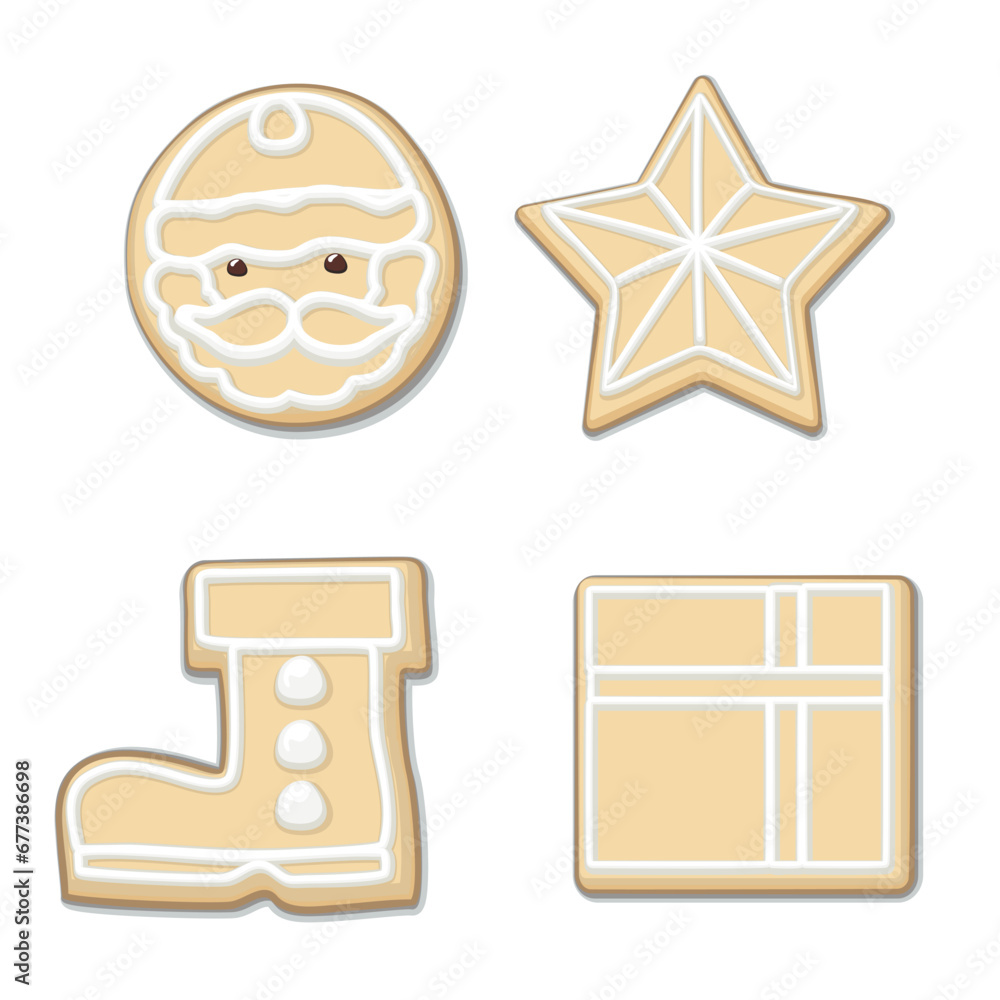 vector illustration of christmas cookies with white sugar lines forming ...