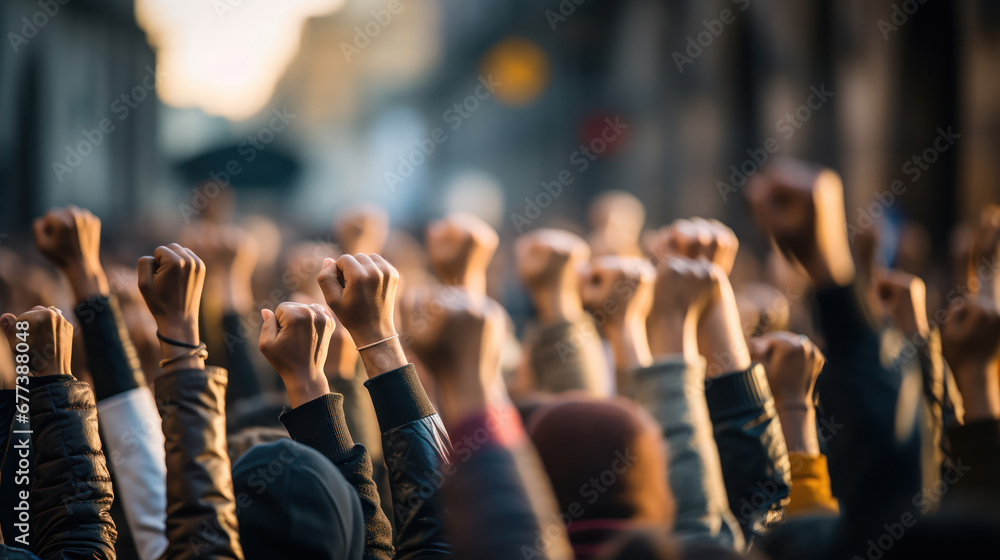 The power of raised hands, a symbol of collective strength Stock ...