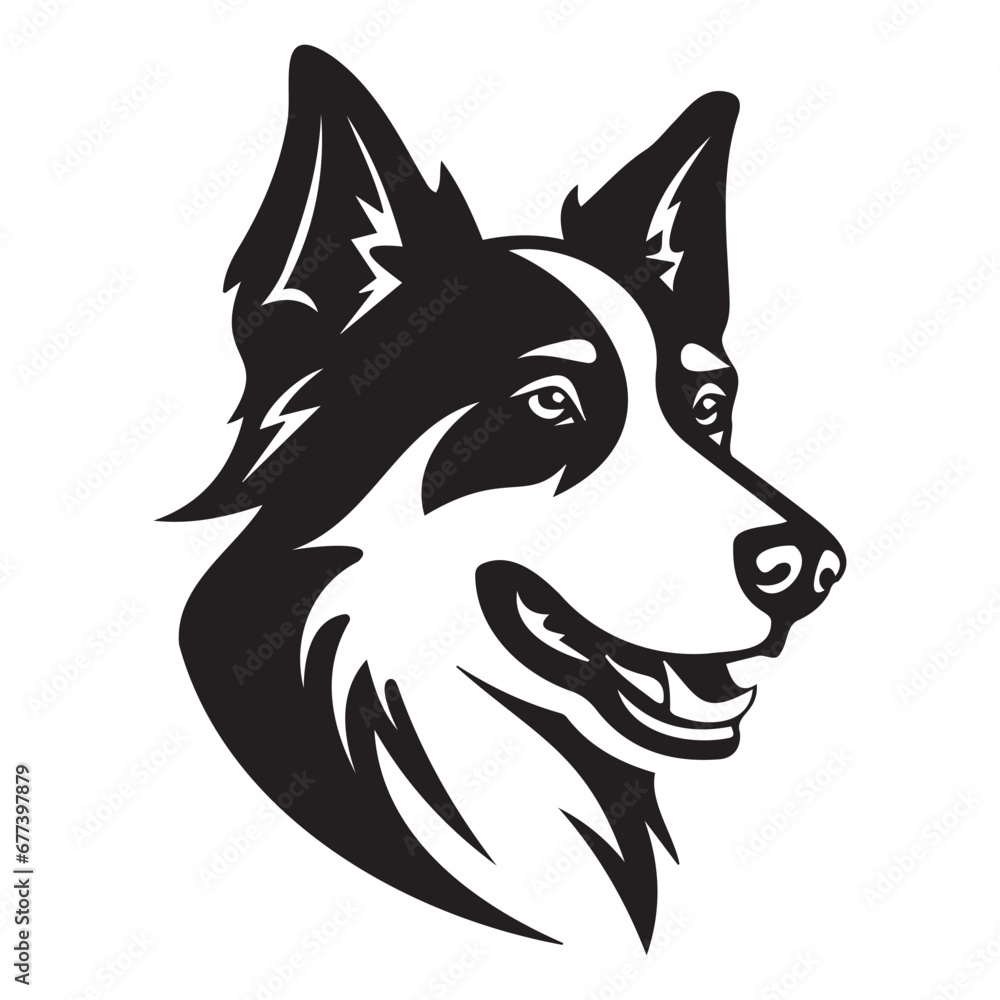 Vector dog face drawing, dog face silhouette, print ready editable. EPS ...