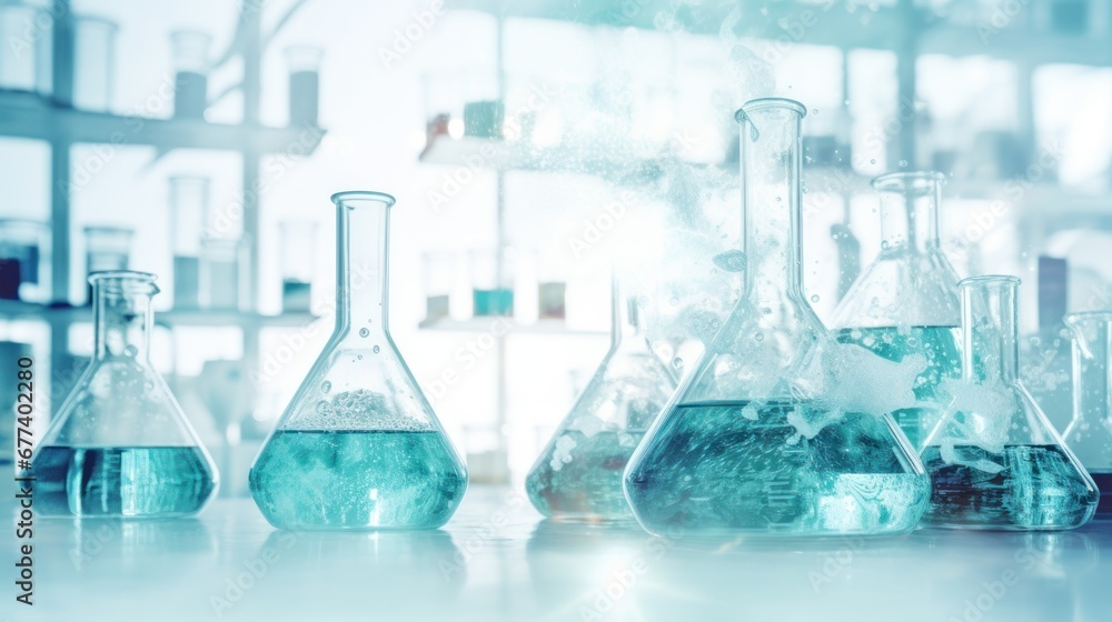 Double exposure photography of close up science and the laboratory ...