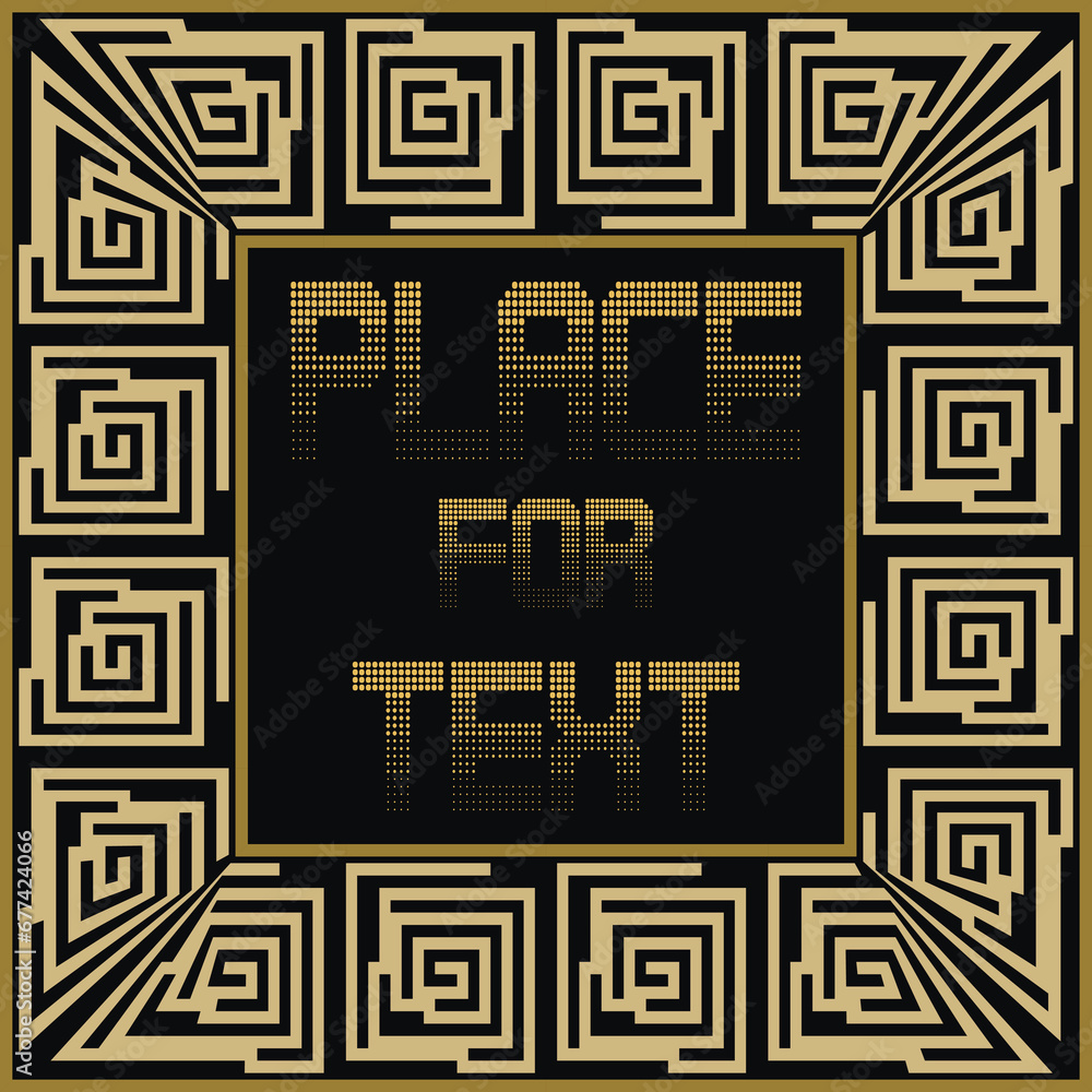 Greek seamless pattern with greece ancient style square golden frame ...