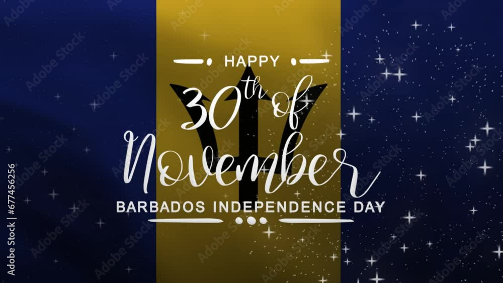 Happy Barbados Independence Day Lettering Text Animation with waving ...