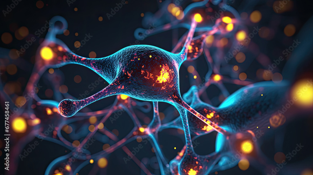 Neural connection, bright lights, synapses, Glowing neural links ...