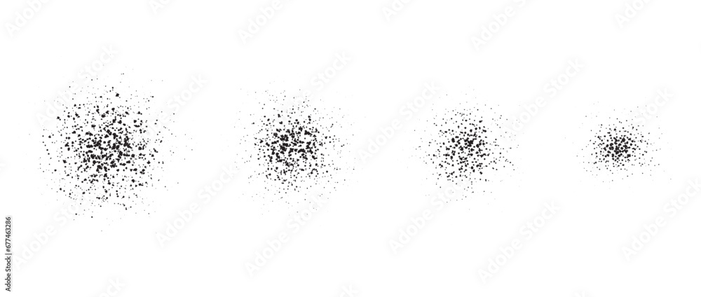 Stippled radial brush stroke set. Grain gradient collection. Grunge ...