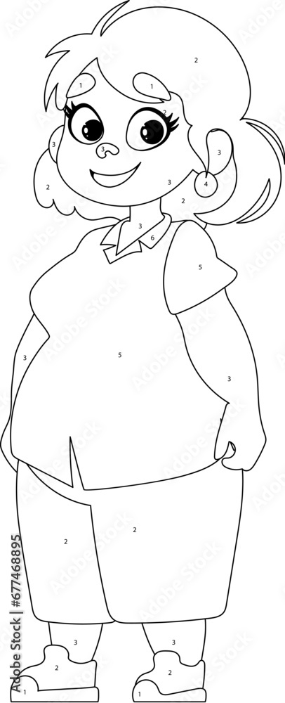 Black and white line art, Fat woman posing and smiling. Cute overweight ...