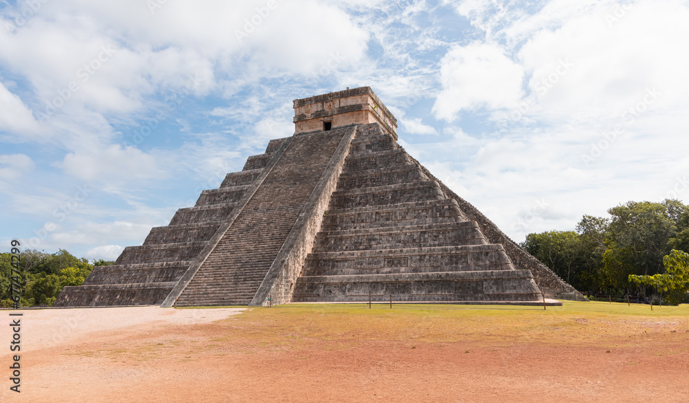 Famous El Castillo pyramid with shadow of serpent at Maya ...