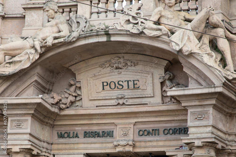poste italiane historic entrance in milan postman office facade in ...