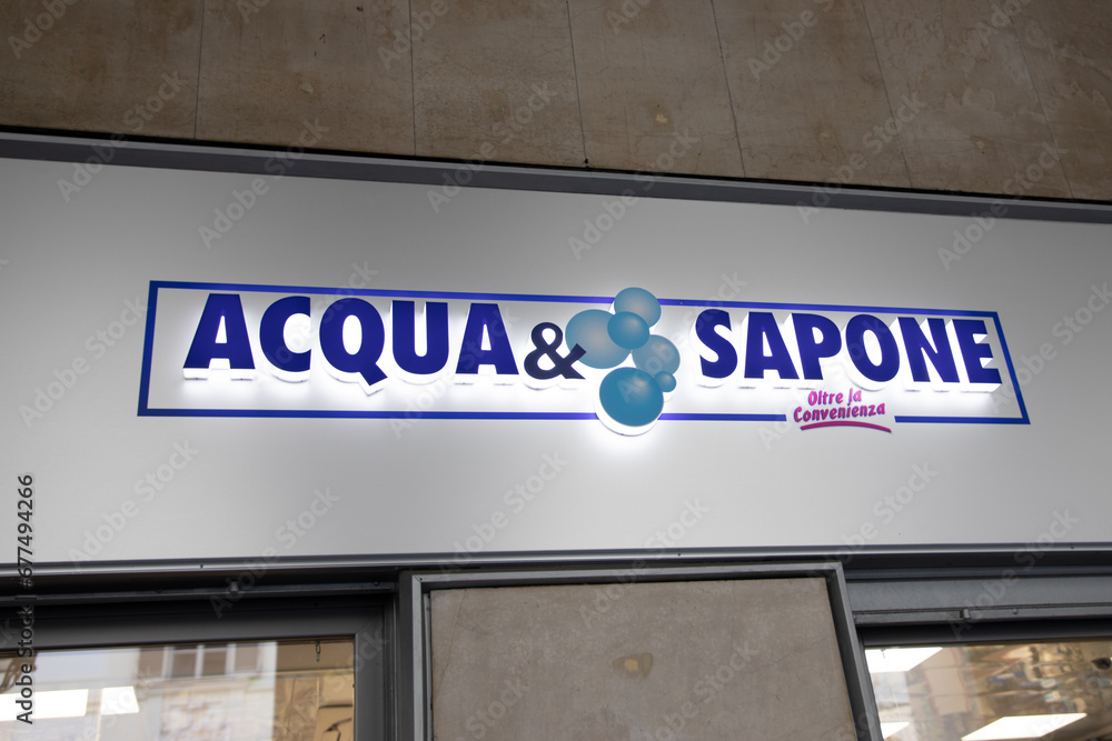 Acqua e Sapone Italian beauty and hygiene shop logo text and brand sign ...