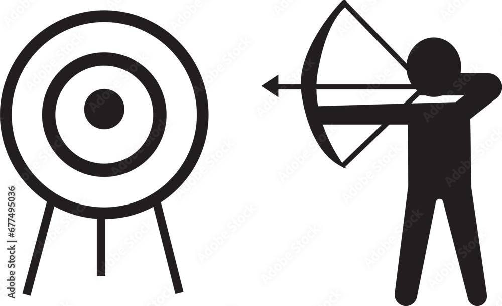 Target with arrow icon, Trendy stylized movement, archer, sports ...