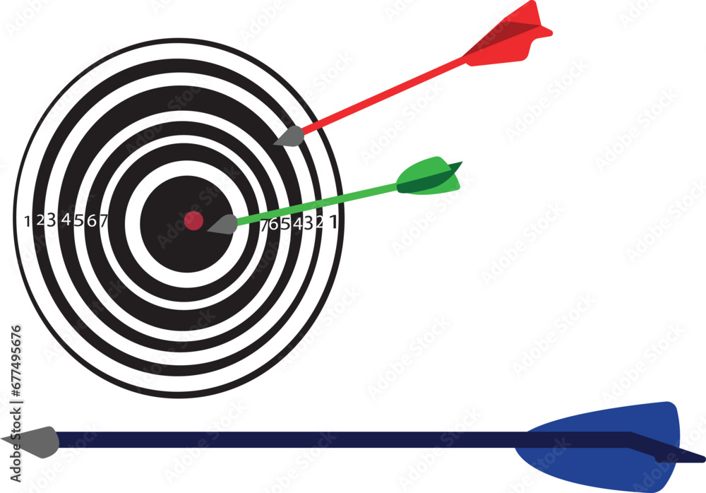 Target with arrow icon, Trendy stylized movement, archer, sports ...
