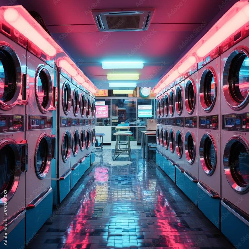 Gleaming Rows and Neon Shows: The Allure of a Self-Service Laundromat ...