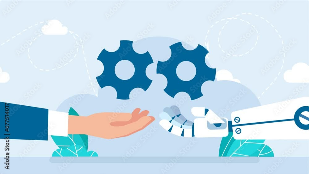 Businessman's hand, white robot's hand. Human and Artificial ...