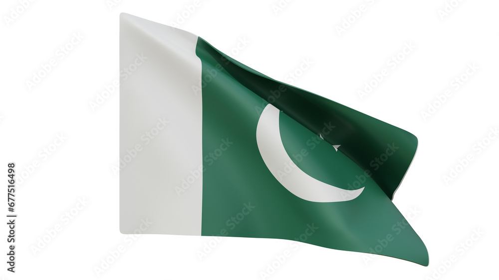 Pakistani flag realistic 3d render isolated, pakistani flag isolated ...