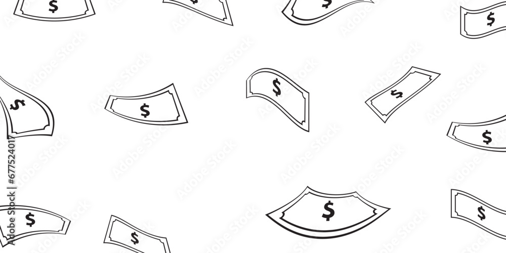 line art of money falling down, flat art concept of money falling ...