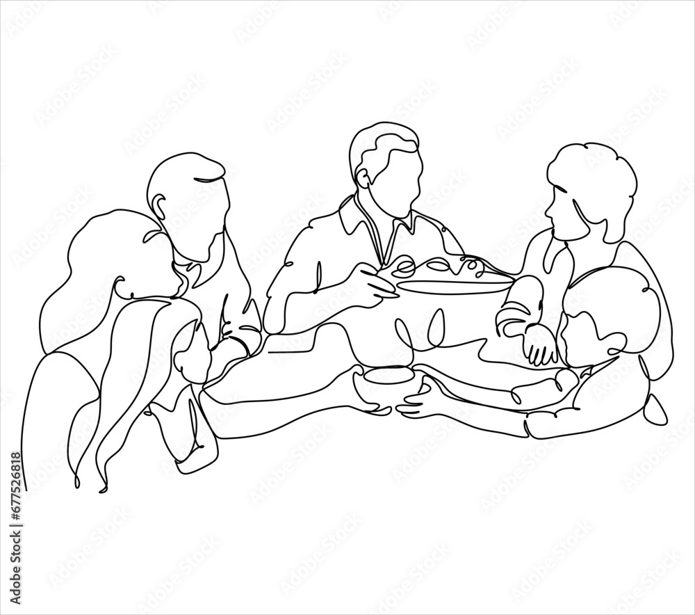 Continuous one line drawing of happy family. Vector illustration. Stock ...