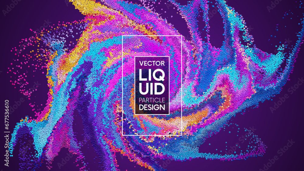 Beautiful colorful cosmic neon dynamic particles flowing and twisting ...