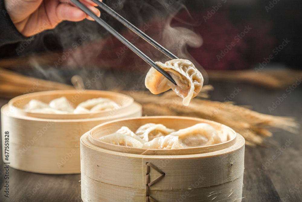traditional chinese Hong Kong dim sum steamed fresh Xiao long bao meat ...