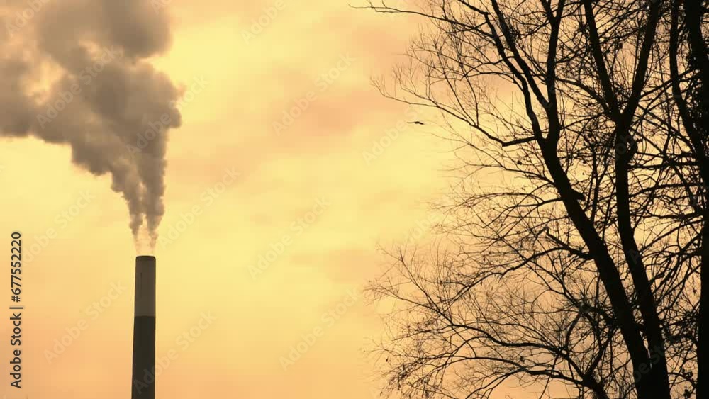 Steam and smoke from thermal power plant, air pollution from steam ...