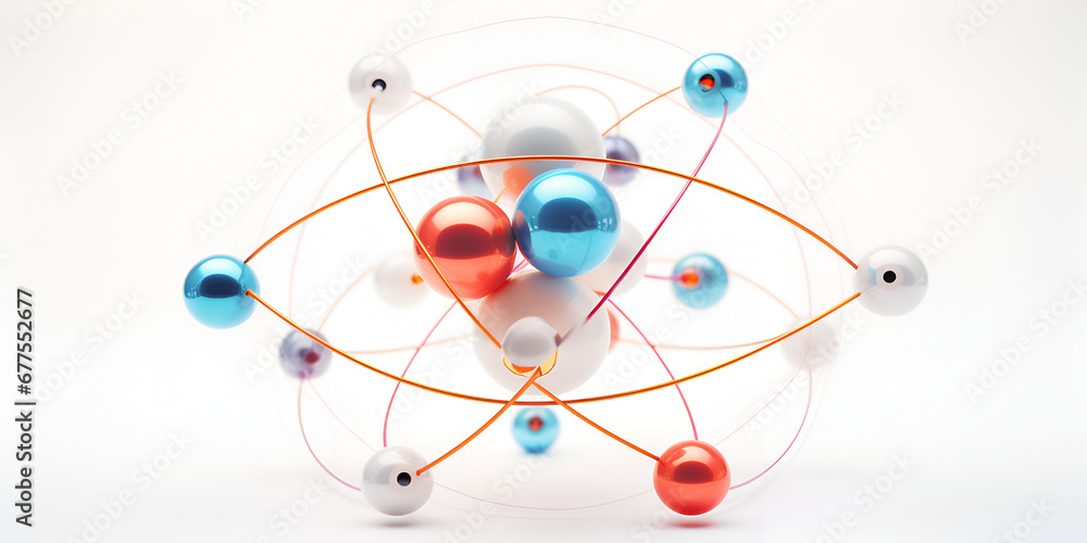 atom model on white, Atomic Nucleus and Electrons in Harmony, Simple ...