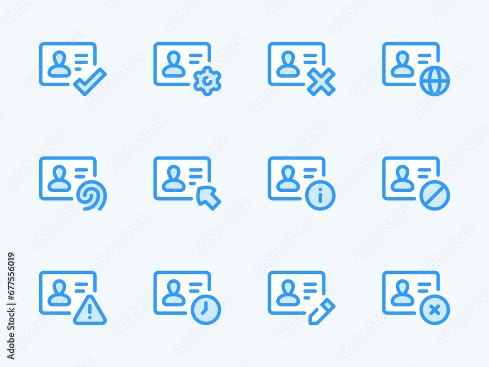 ID Card Preferences and Configurations vector line icons. Identity ...