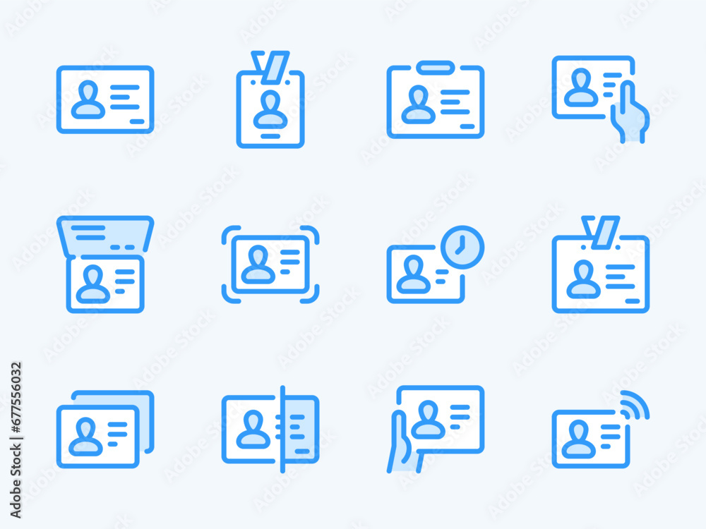 Identification Card and Identity Document vector line icons. Passport, Driver License and ID ...