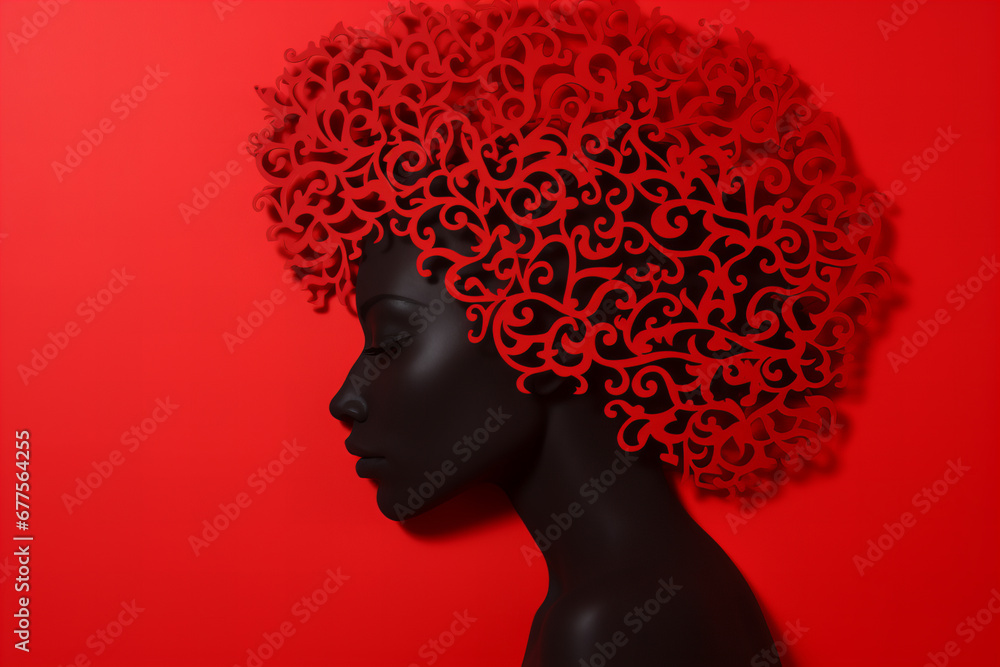 black history month black woman with afro face profile paper cut style ...