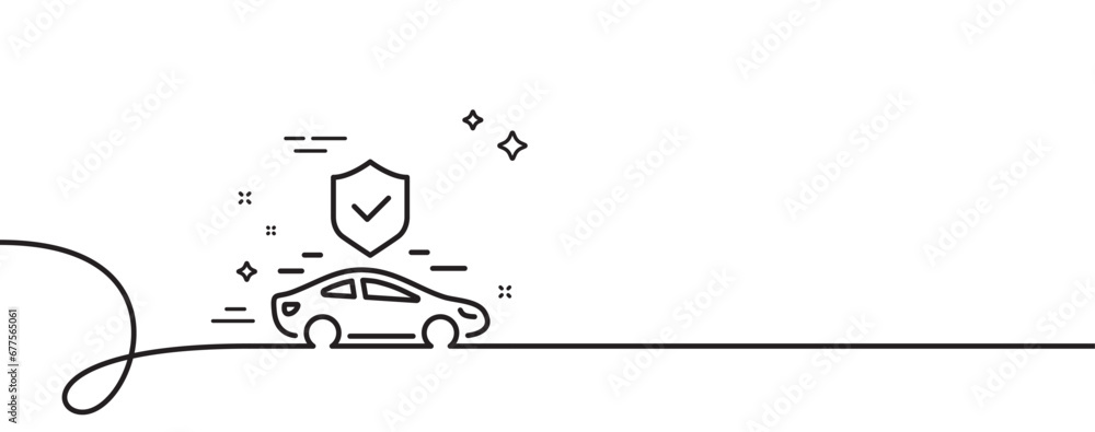 Transport insurance line icon. Continuous one line with curl. Car risk ...