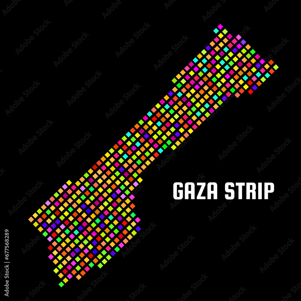 Dotted Gaza Strip map isolated on black background. Vector illustration ...