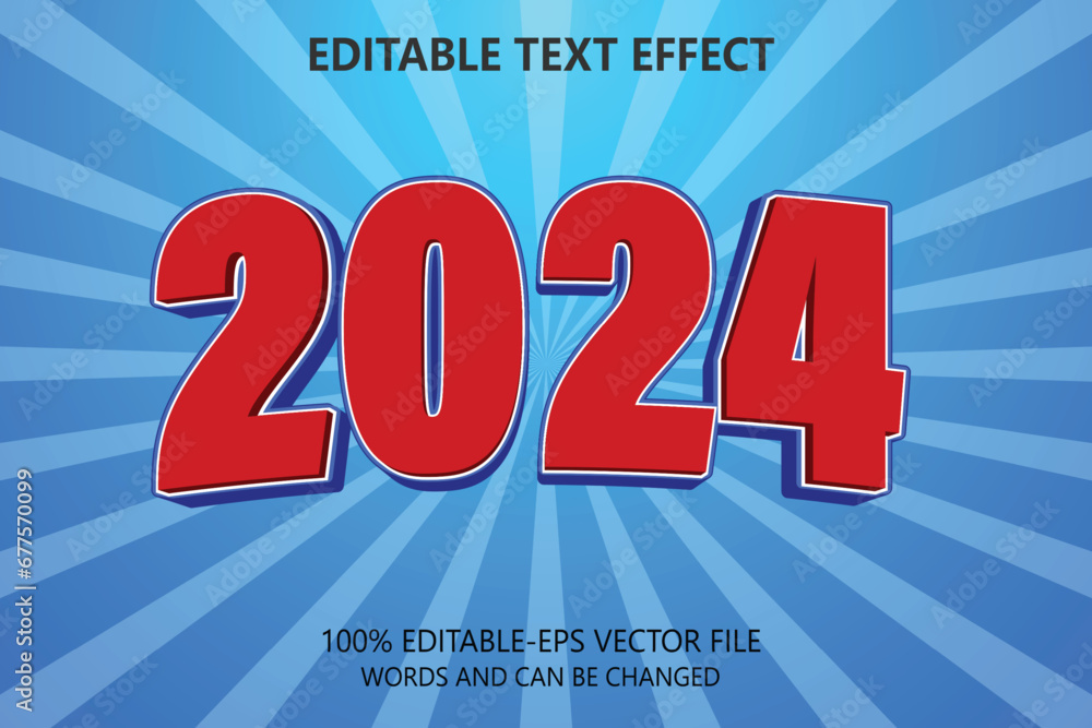 Editable 3d text effect 2024 graphic style 3d design เวกเตอร์สต็อก ...