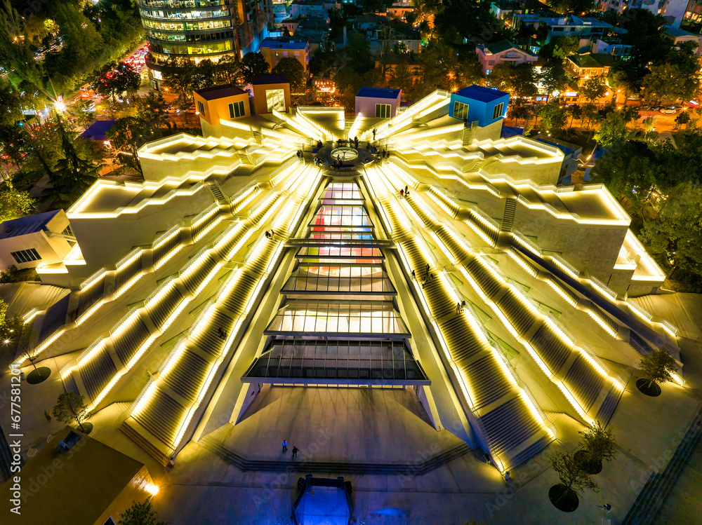 The Pyramid of Tirana aerial image after it was renovated. This ...