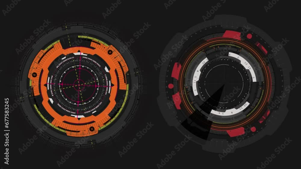 HUD Animation. An animation of two rotating HUD displays showing different values. Stock ビデオ ...