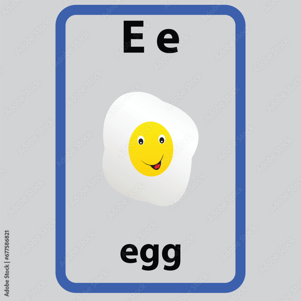 Alphabet flashcard for children with the letter e from egg Stock Vector ...