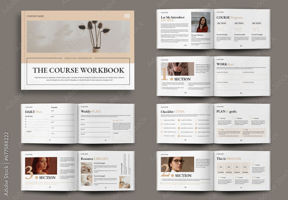 Course Workbook Layout Landscape Stock Template | Adobe Stock