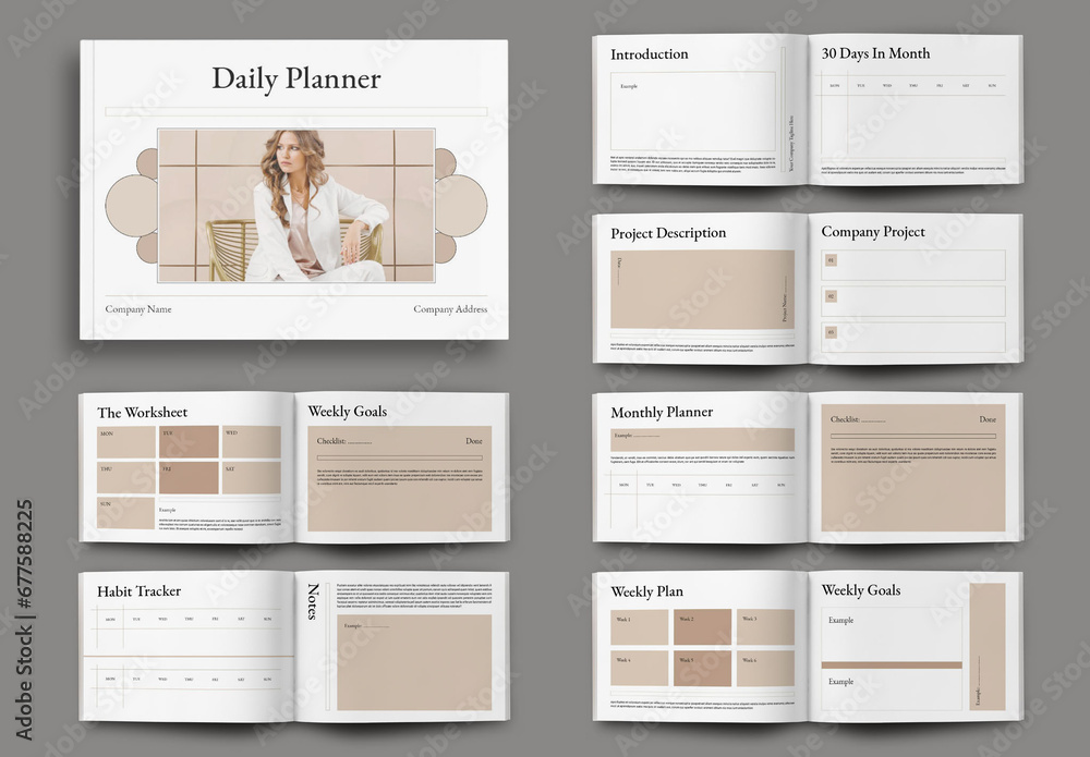 Daily Project Planner Template Landscape Stock Template | Adobe Stock