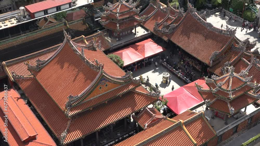 Overhead view of the imposing Longshan (Dragon Mountain) temple in ...