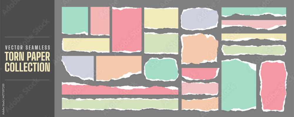 Realistic colorful torn or ripped paper sheets and newspaper clip art ...