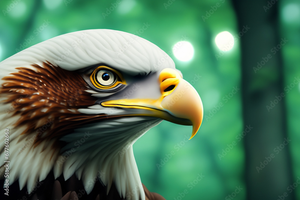 Adler, Steinadler, Falke, mit scharfen Augen Schnabel und Federn ...
