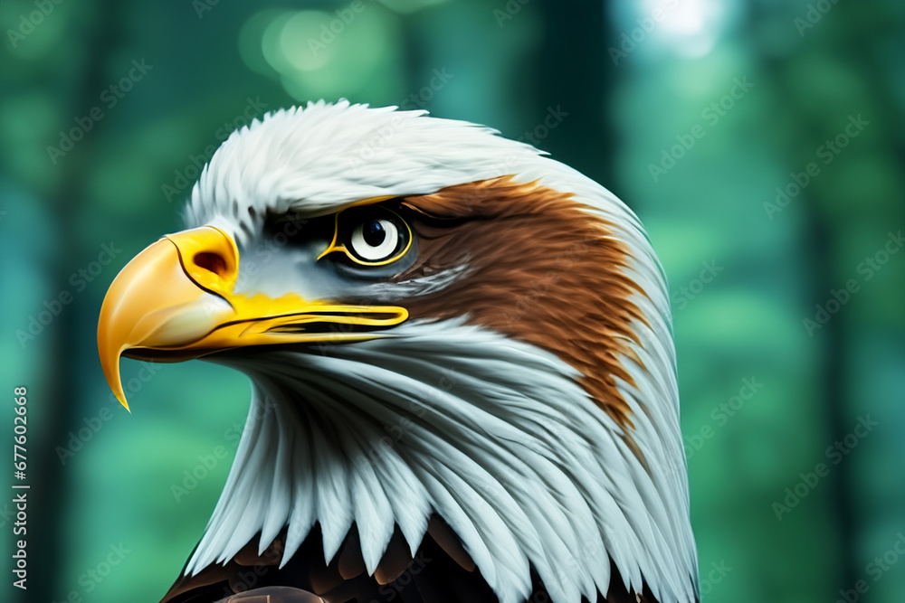 Adler, Steinadler, Falke, mit scharfen Augen Schnabel und Federn ...