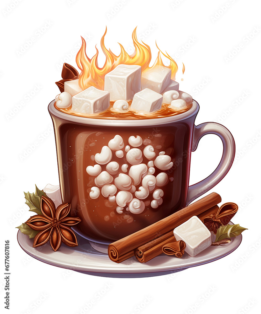 Winter Hot Cocoa Drink Clipart, Hot Cocoa and Marshmallows Sublimation ...