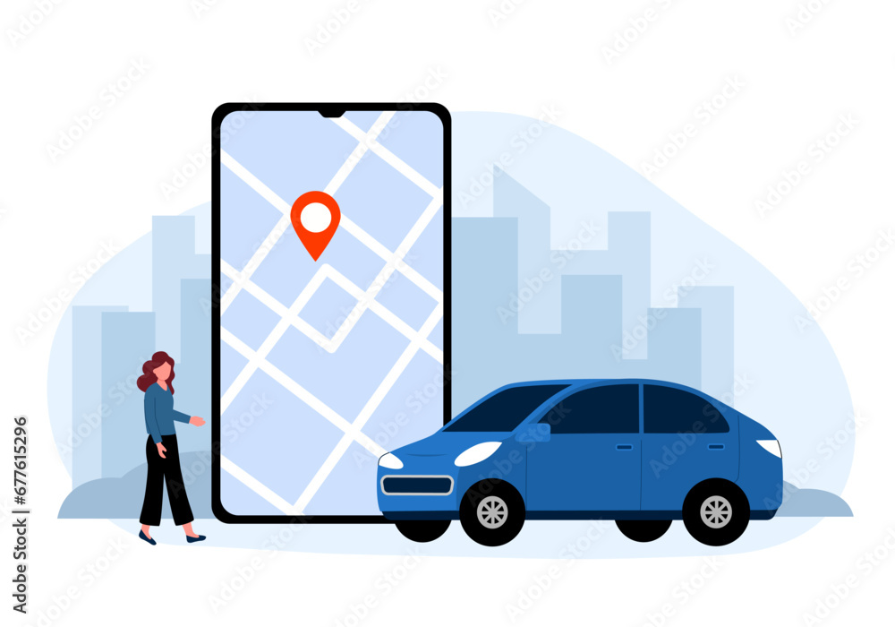 Online car rental service concept. online car sharing service ...