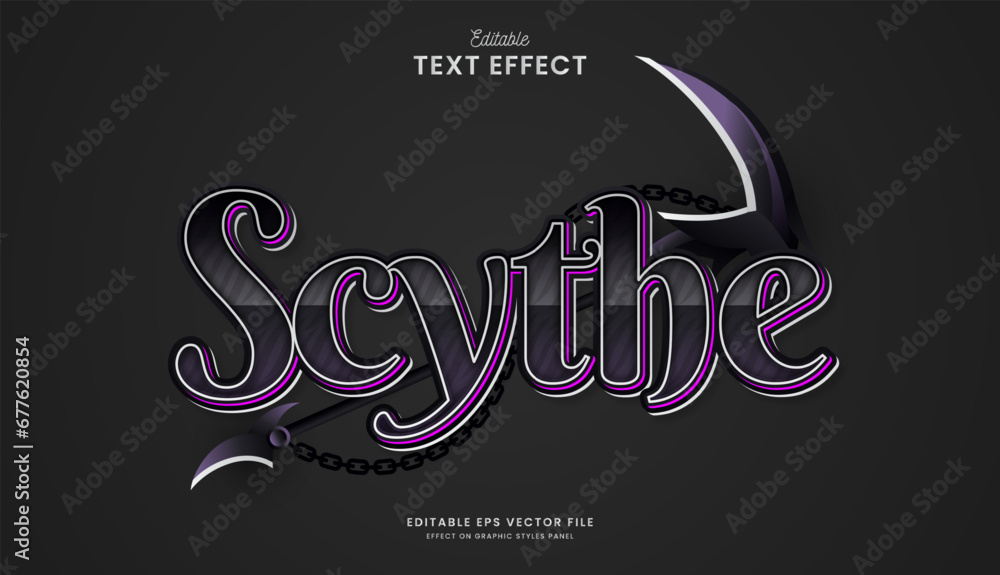 decorative editable scythe reaper text effect vector design Stock ...
