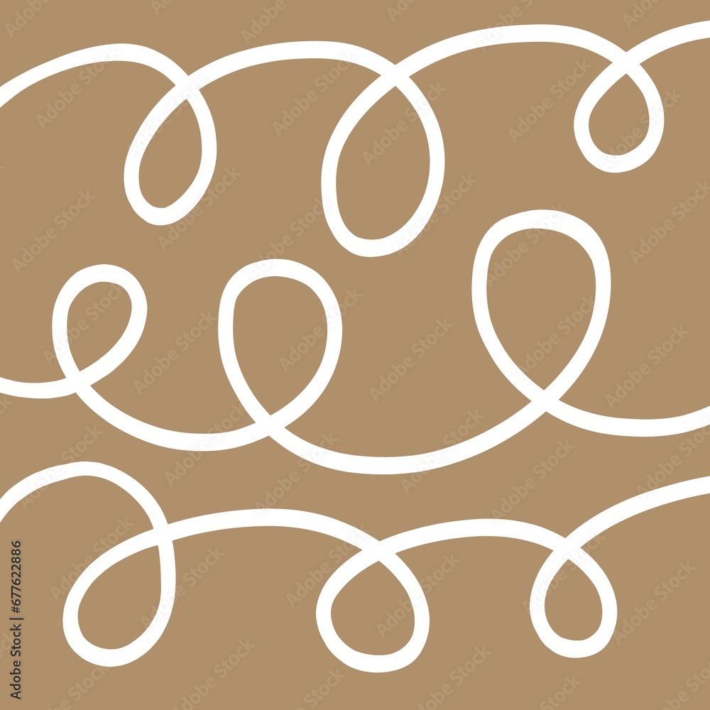 All over loopy pattern in white on a neutral beige background. This ...
