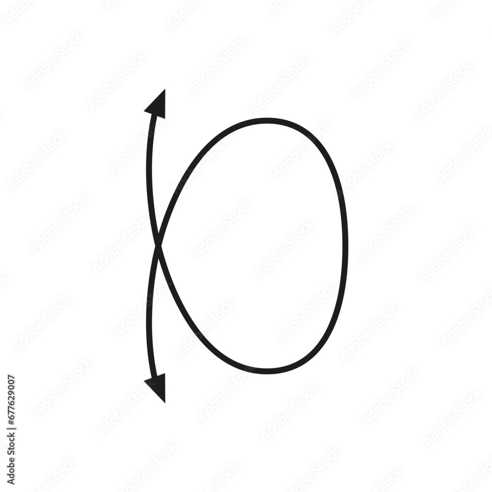 Curved thin double ended arrow. Dual arrow. Loop shape with frame. Hand ...