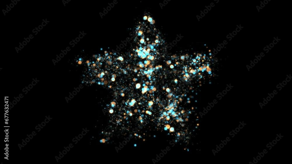 blue and gold particles star loop Transparent Video. Two color star ...