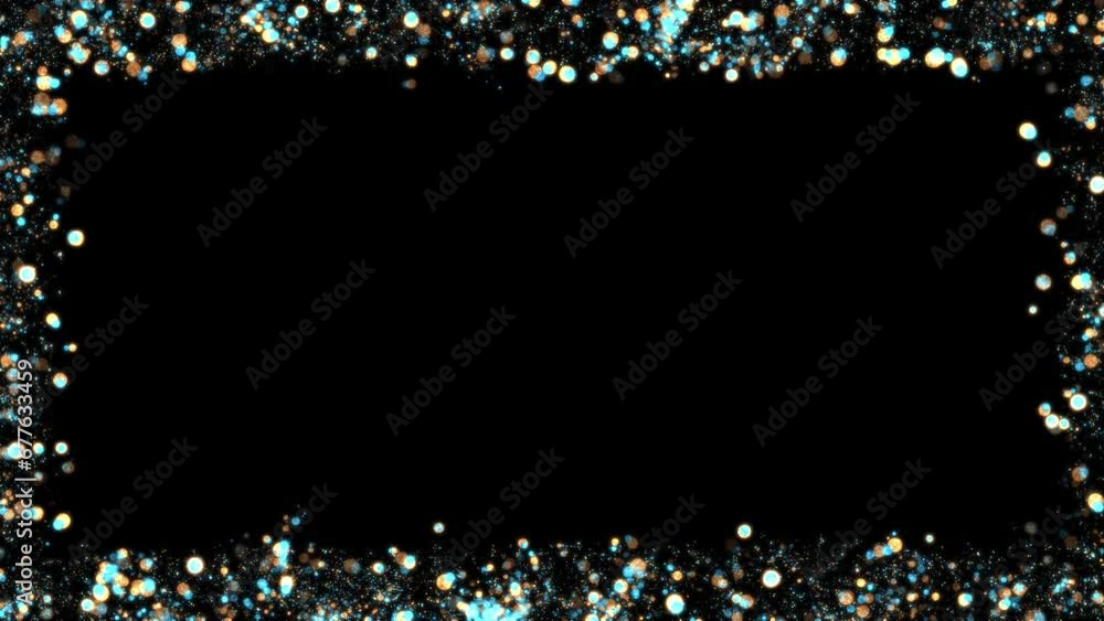 blue and gold particles border frame loop Transparent Video. Two color ...