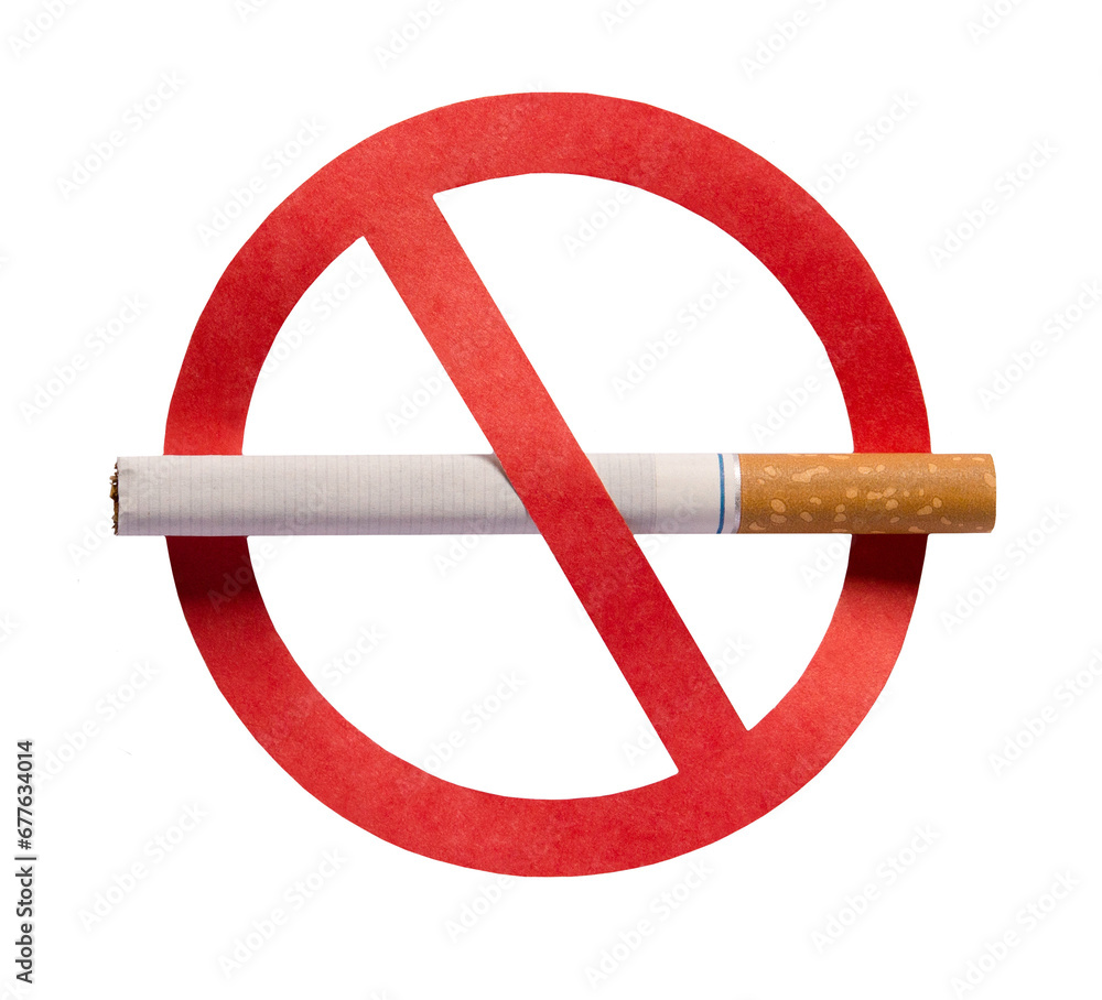 Stop smoking icon. No smoking concept. Red forbidden sign with a ...