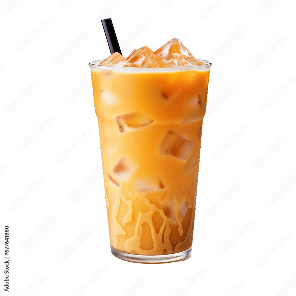 Thai Iced Tea, transparent background, isolated image, generative AI ...