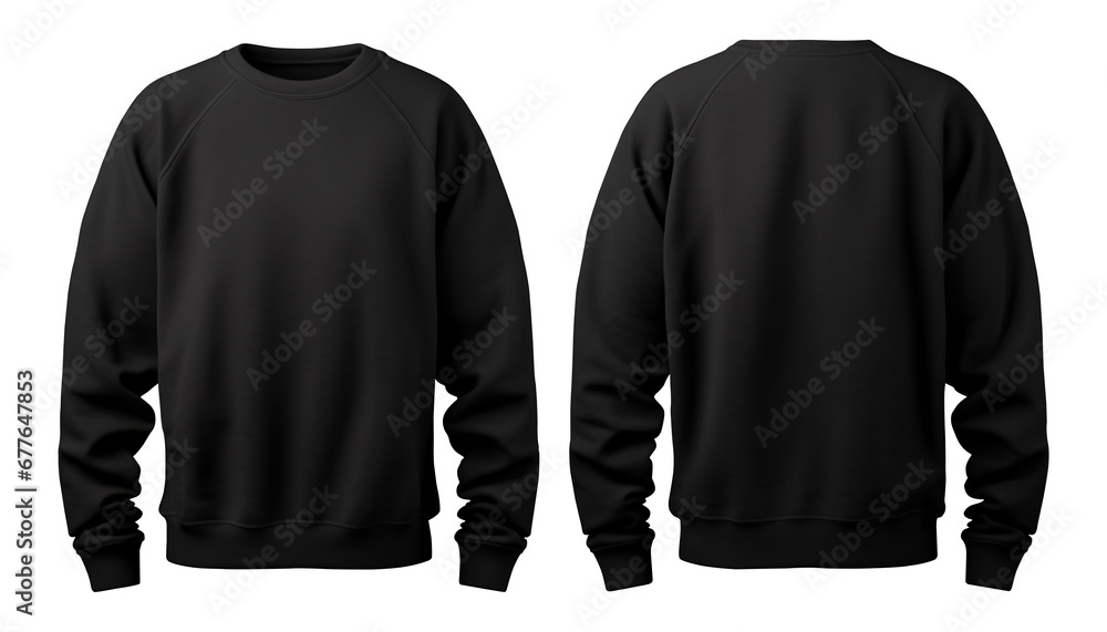 Black Sweatshirt Mockup, Front and back view, Transparent background ...